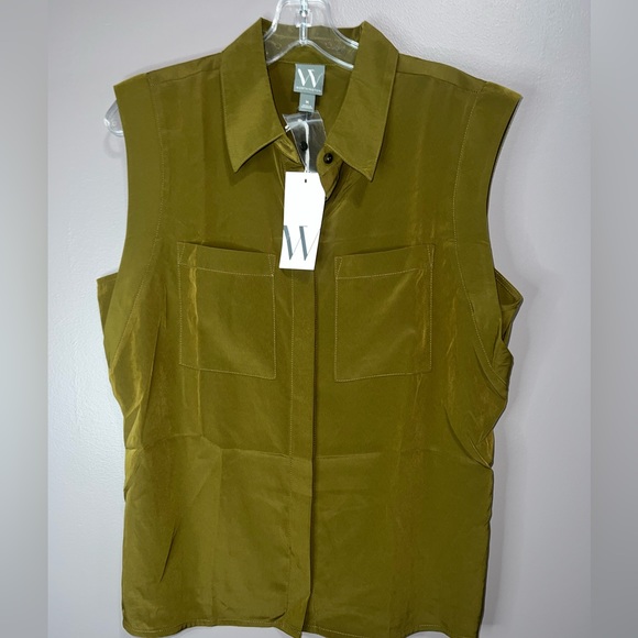 Worthington | Tops | Nwt Worthington Olive Green M Button Up Tank ...